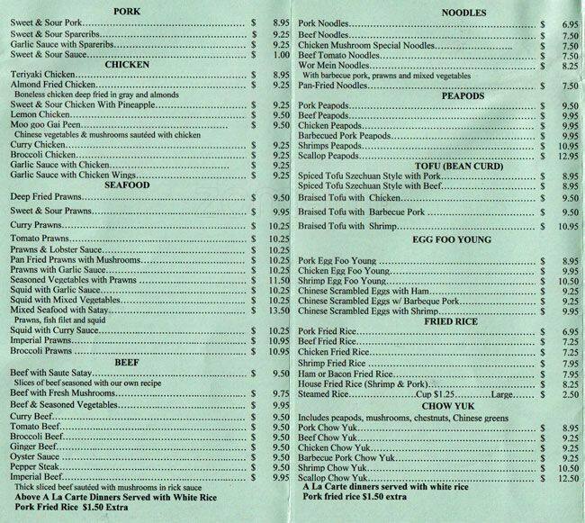 Menu at Milton Wok restaurant, Milton, Milton Way #4A