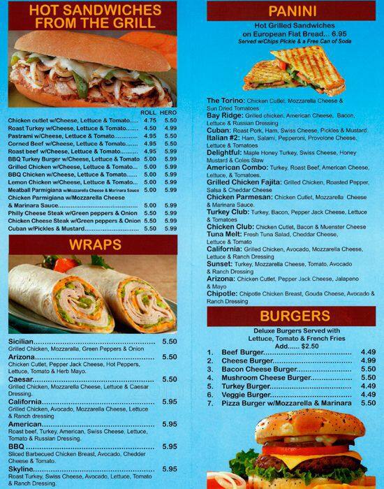 Menu at Skyline cafe, West New York, 126 W 53rd St