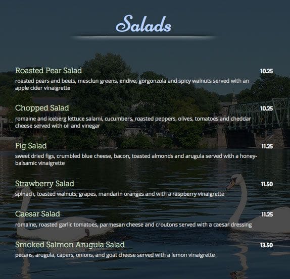 Menu at The Landing Restaurant, New Hope, 22 N Main St