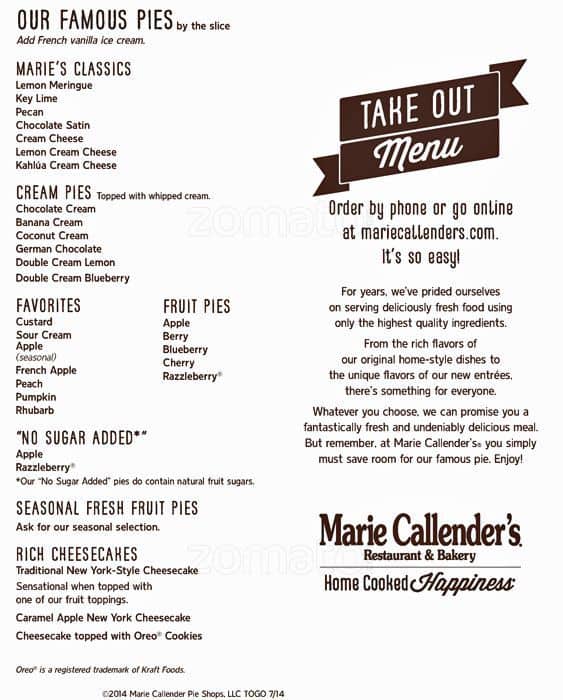 marie callender's menu prices
