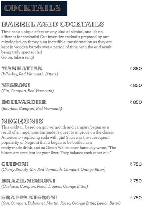 Grappa - Shangri-La's - Eros Hotel, New Delhi Menü - Zomato