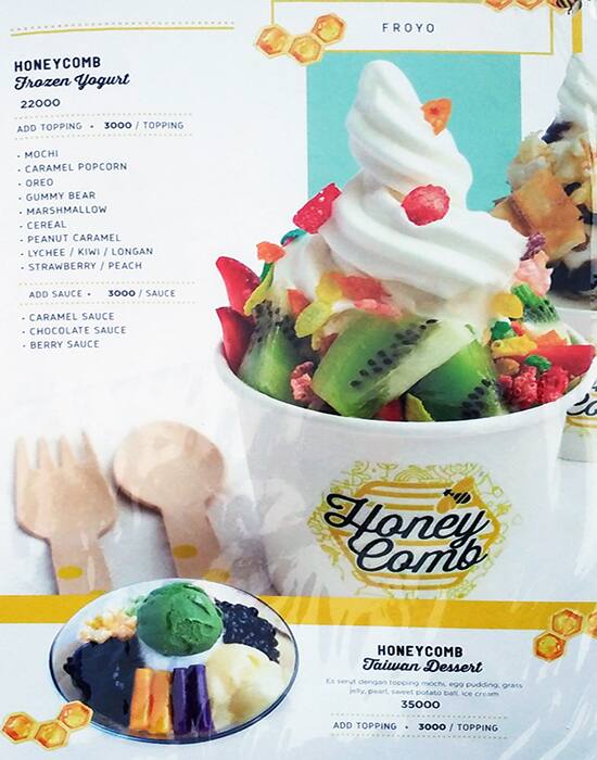 Menu at Honeycomb desserts, Bekasi Regency