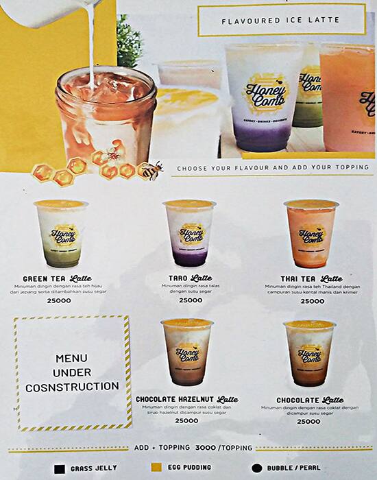 Menu at Honeycomb desserts, Bekasi Regency