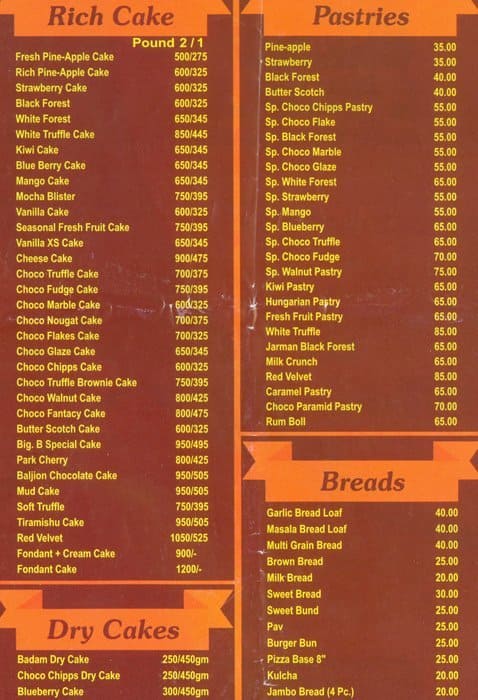 Big B Pastry Shop Menu, Menu for Big B Pastry Shop, Gaur City 2 ...