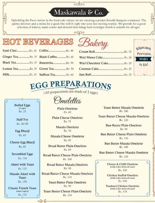 Menu of Maskawala & Co., Kothrud, Pune