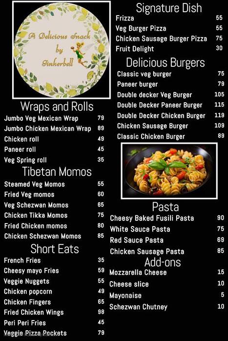 Menu of A Delicious Snack By Tinkerbell, Perambur, Chennai