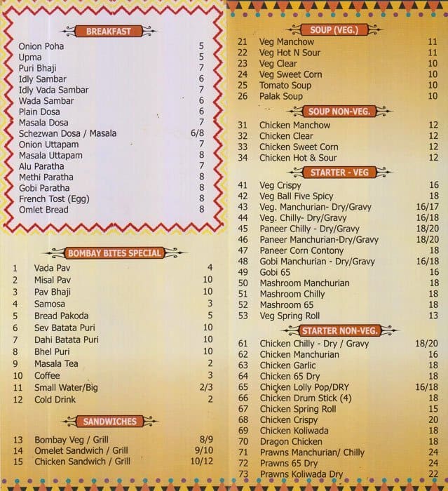 Bombay Bites Menu, Menu for Bombay Bites, Mankhool, Dubai - Zomato