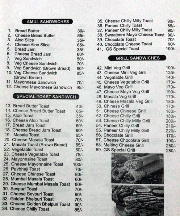 Menu of Gupta Fast Food & Snacks Center, Virar, Mumbai