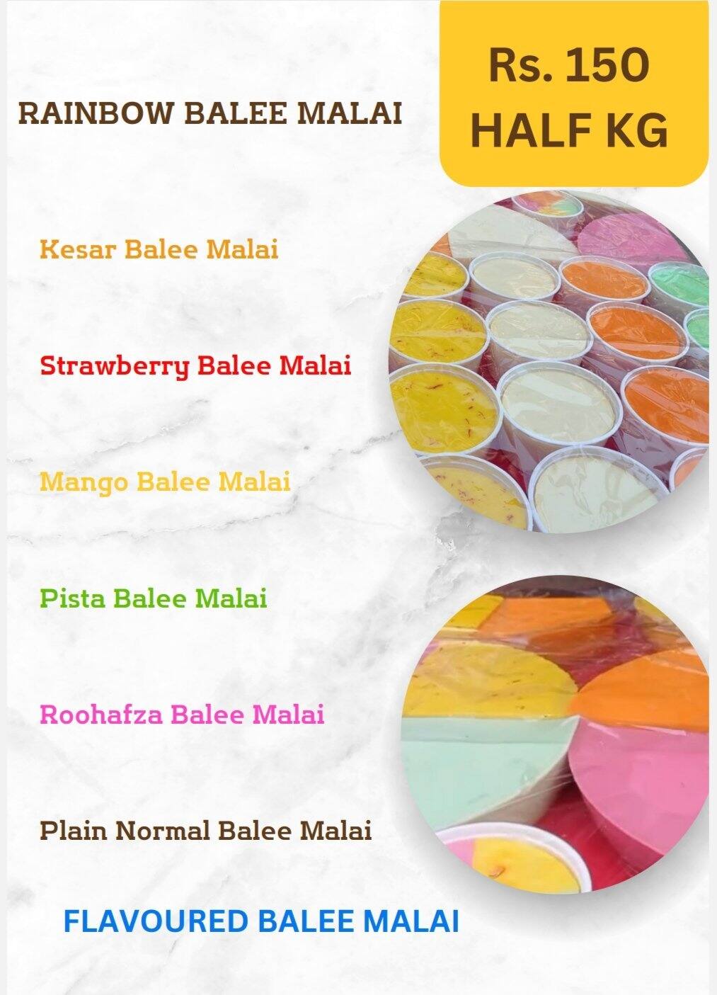 Menu of Rainbow Balee Malai, Mahim, Mumbai
