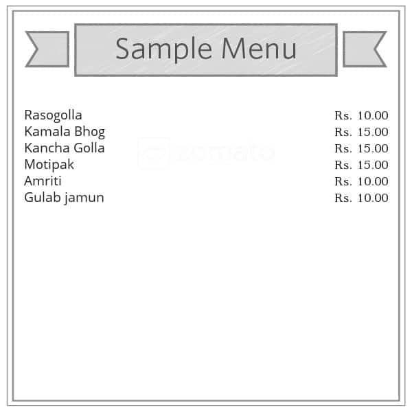 Menu at Krishna Bhog, Kolkata, AC 237