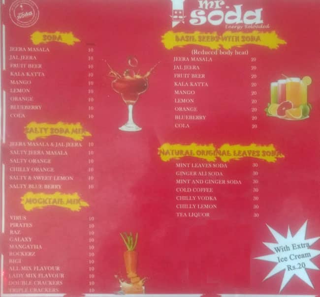 Menu at Dr Karumbu Sugarcane Juice, Coimbatore, 188 N S R Road