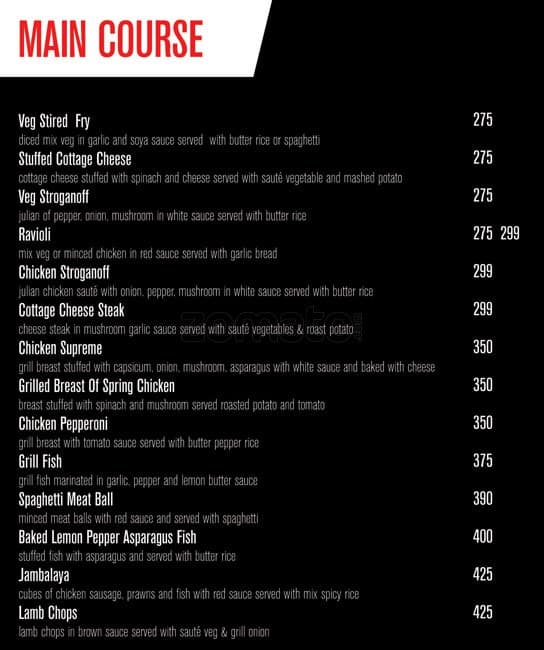 Menu at Bombay cafe, Mumbai, bandra