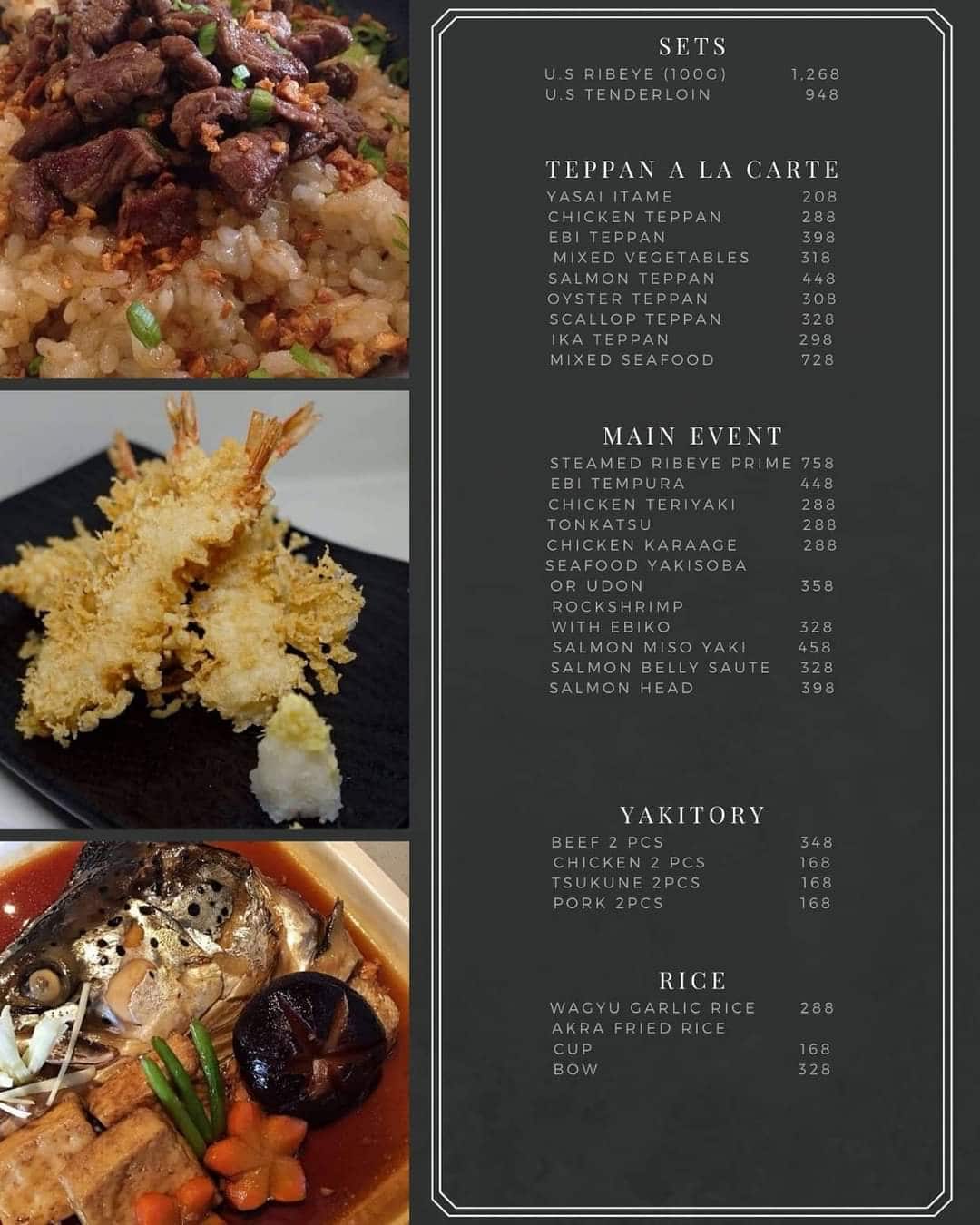 Menu at Akira - Robinsons Magnolia restaurant, Quezon City