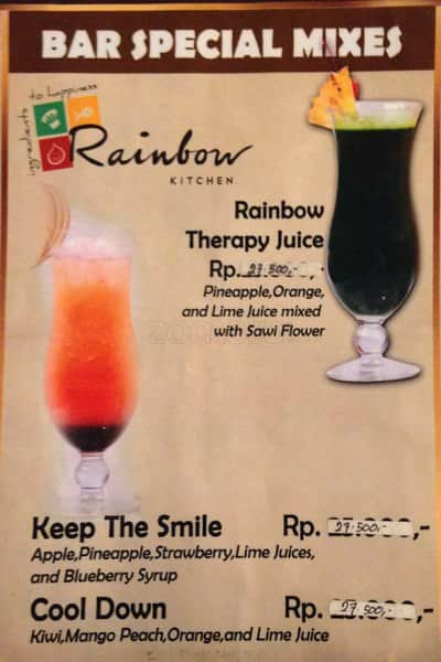 Menu at Rainbow Kitchen cafe, Jakarta, Jl. Kelapa Gading Boulevard