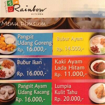 Menu at Rainbow Kitchen cafe, Jakarta, Jl. Kelapa Gading Boulevard