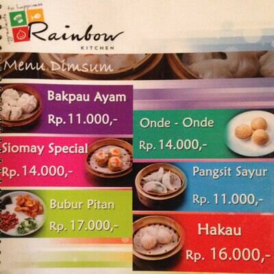 Menu at Rainbow Kitchen cafe, Jakarta, Jl. Kelapa Gading Boulevard