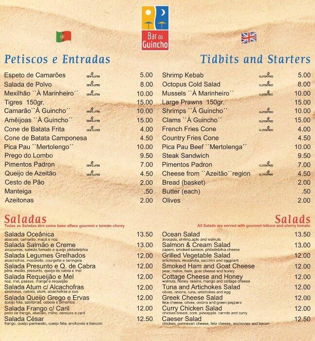 Bar Do Guincho Menu Menu De Bar Do Guincho Guincho Lisboa Zomato