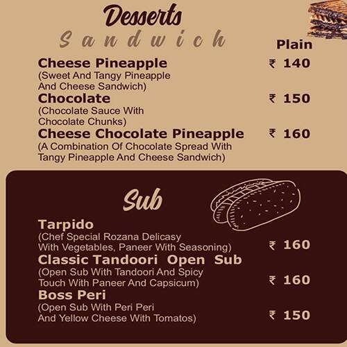 Menu at Shakti The Sandwich Shop, Ahmedabad, 101-Frist Floor