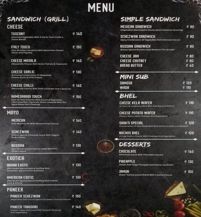 Shakti - The Sandwich Shop Menu - Zomato
