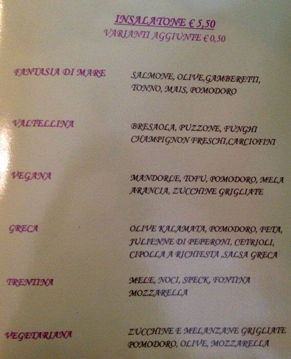 Menu at Grano & Caffè pub & bar, Milan