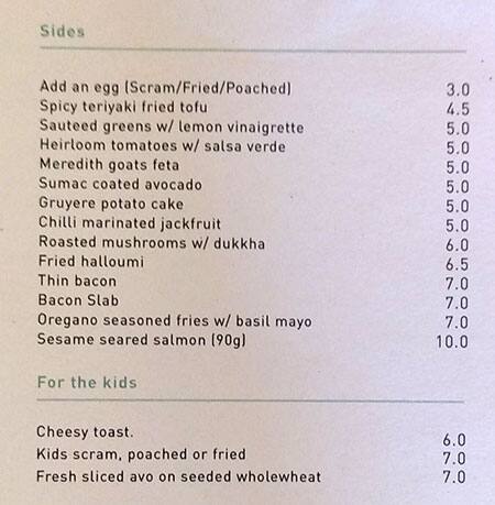 Menu at Wide Open Road Coffee Roasters cafe, Brunswick