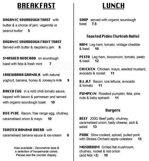 Menu at Harvest Cafe at Stokes Orchard, Upper Plenty
