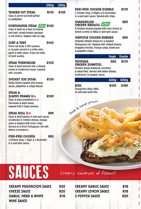 Menu at John Dory's Hartbeespoort Dam restaurant, Hartbeespoort ...