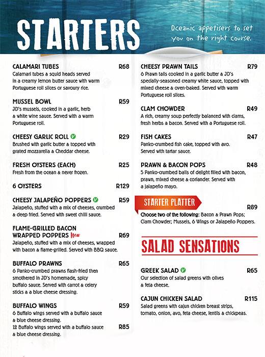 Menu at John Dory's Hartbeespoort Dam restaurant, Hartbeespoort ...