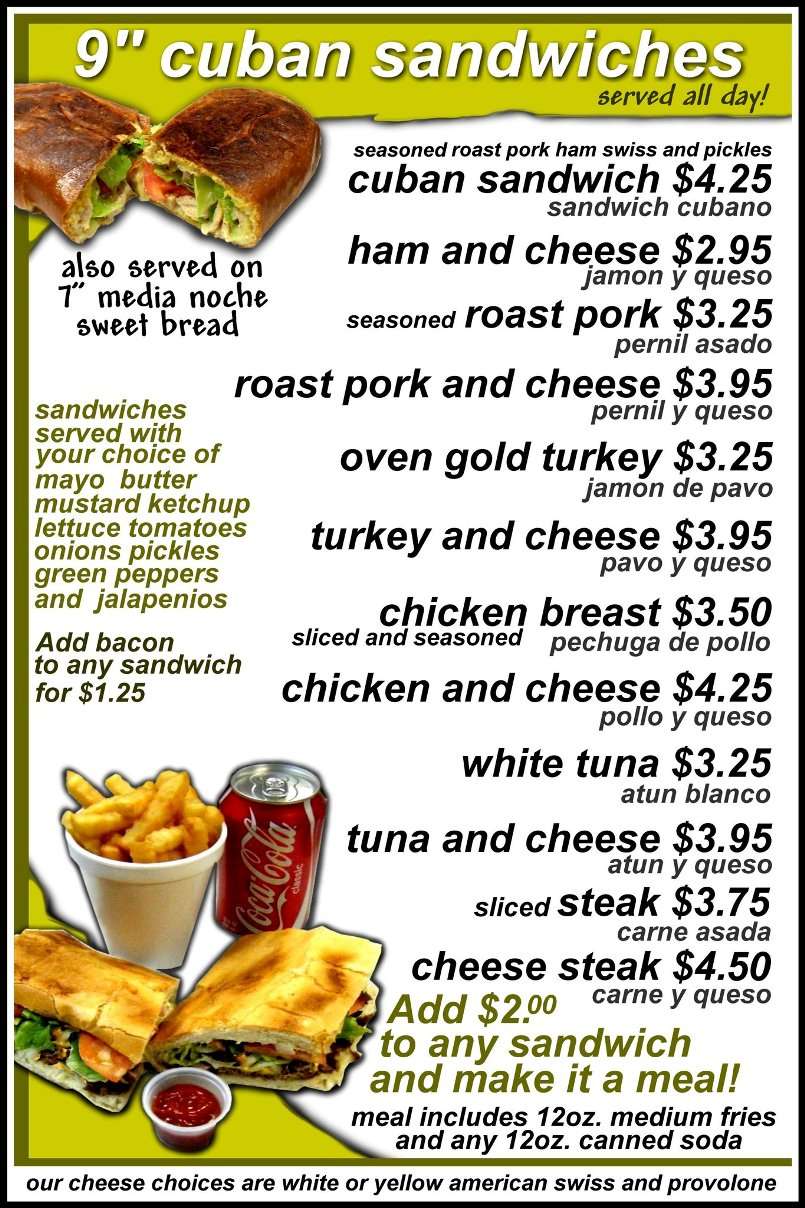 Menu at El Coqui Bakery, Tampa, W Waters Ave Ste 105