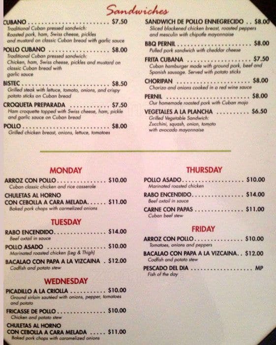 Menu at Coco Loco Hoboken pub & bar, Hoboken
