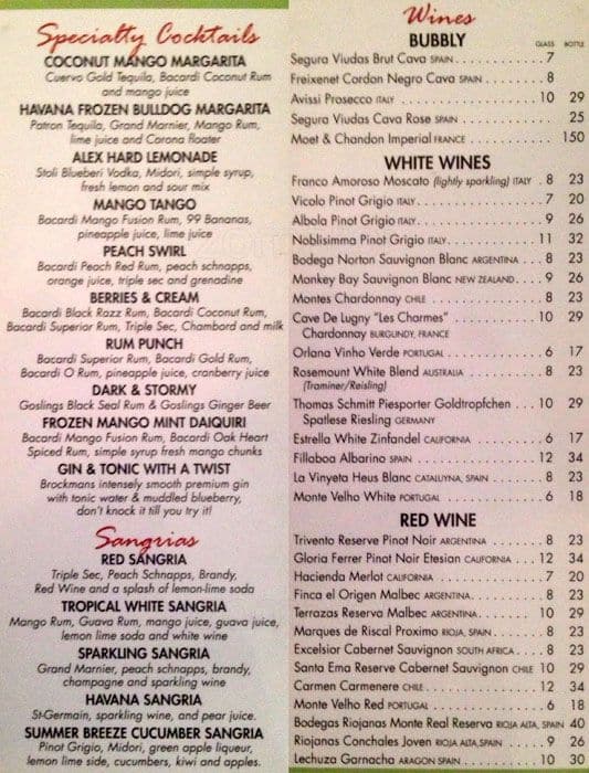Menu at Coco Loco Hoboken pub & bar, Hoboken