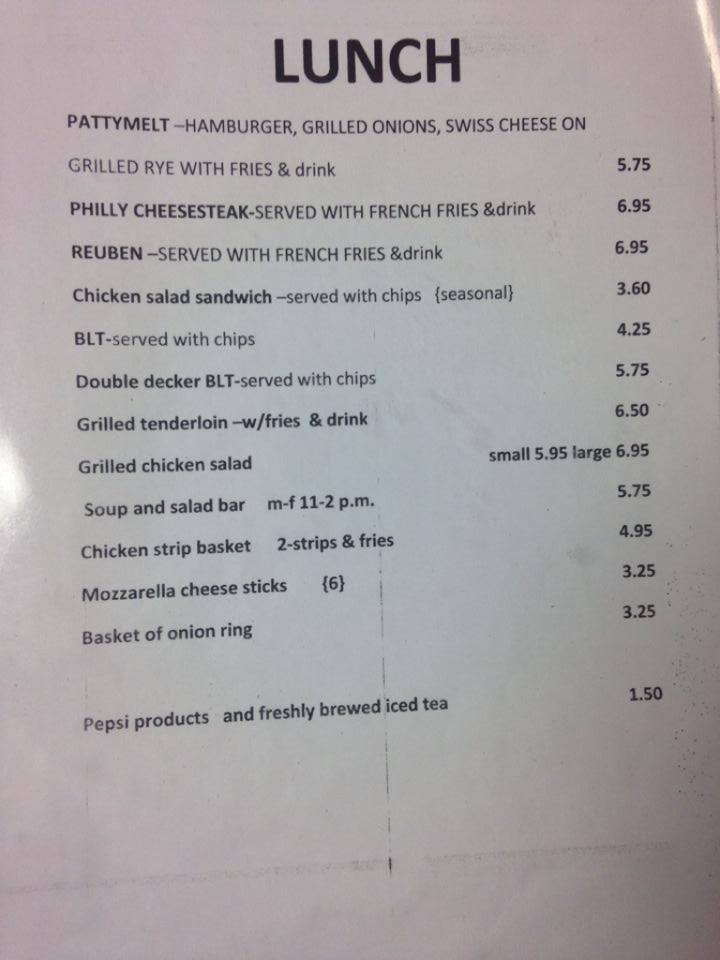 Menu at Old 41 Diner restaurant, Sullivan