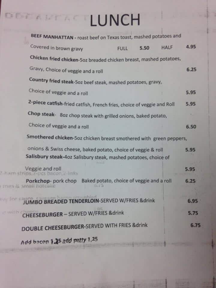Menu at Old 41 Diner restaurant, Sullivan