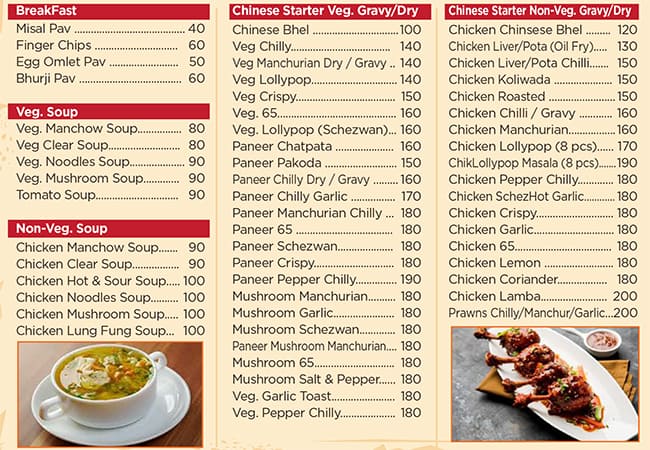 Menu of Sai Prasad, Airoli, Navi Mumbai