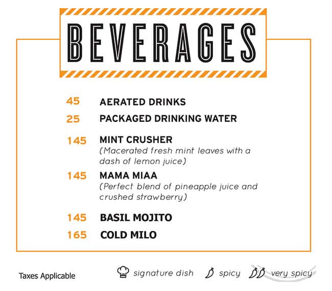 Menu of Orange Wok, Egatoor, Chennai