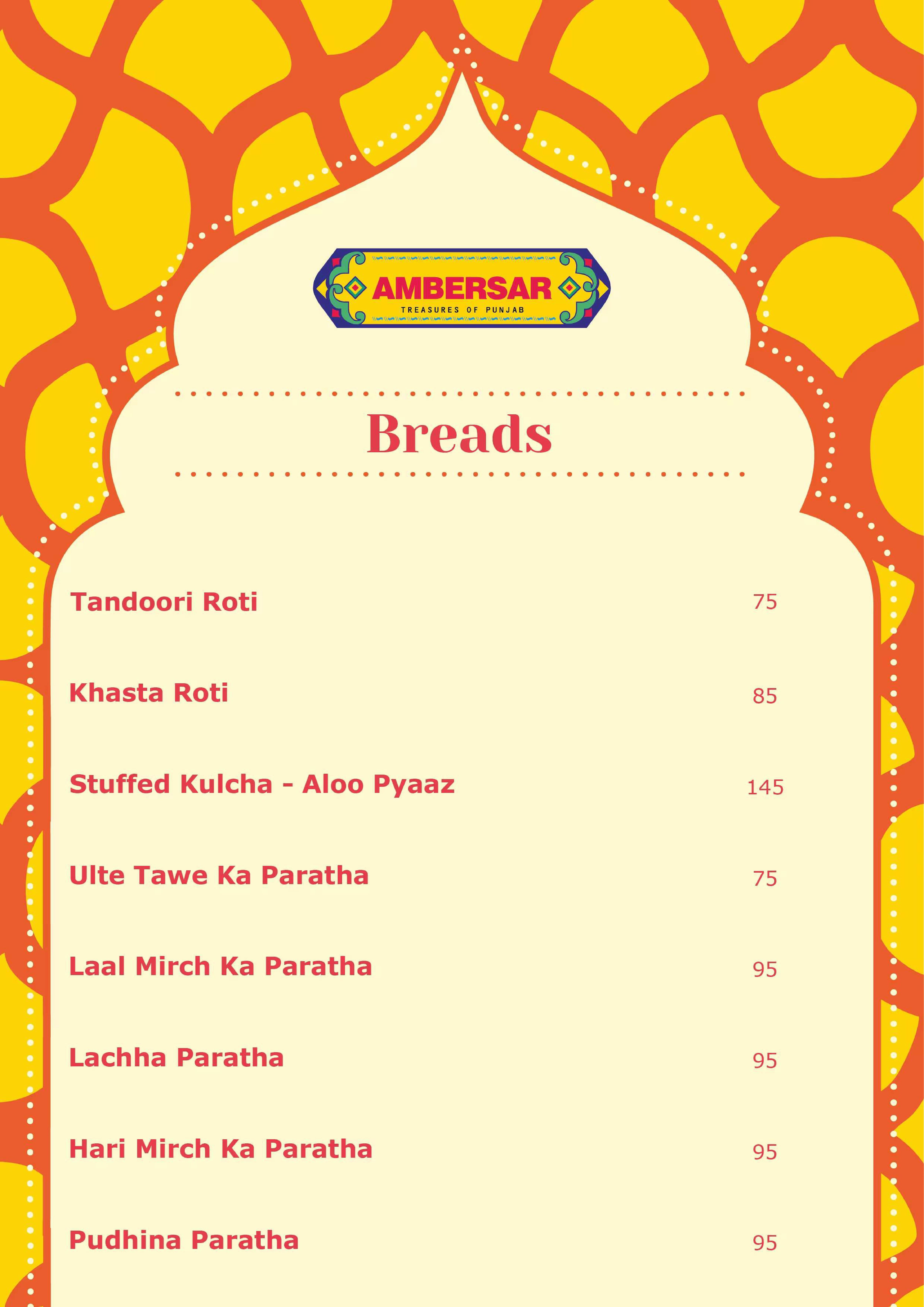 Menu of Ambersar By Enoki, New Friends Colony, New Delhi