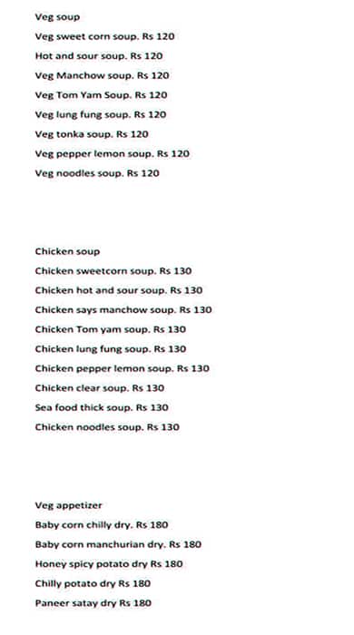 Menu of Delicacy, Baner, Pune