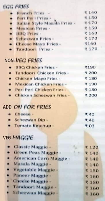 Menu of MH 29 Cafe, Viman Nagar, Pune
