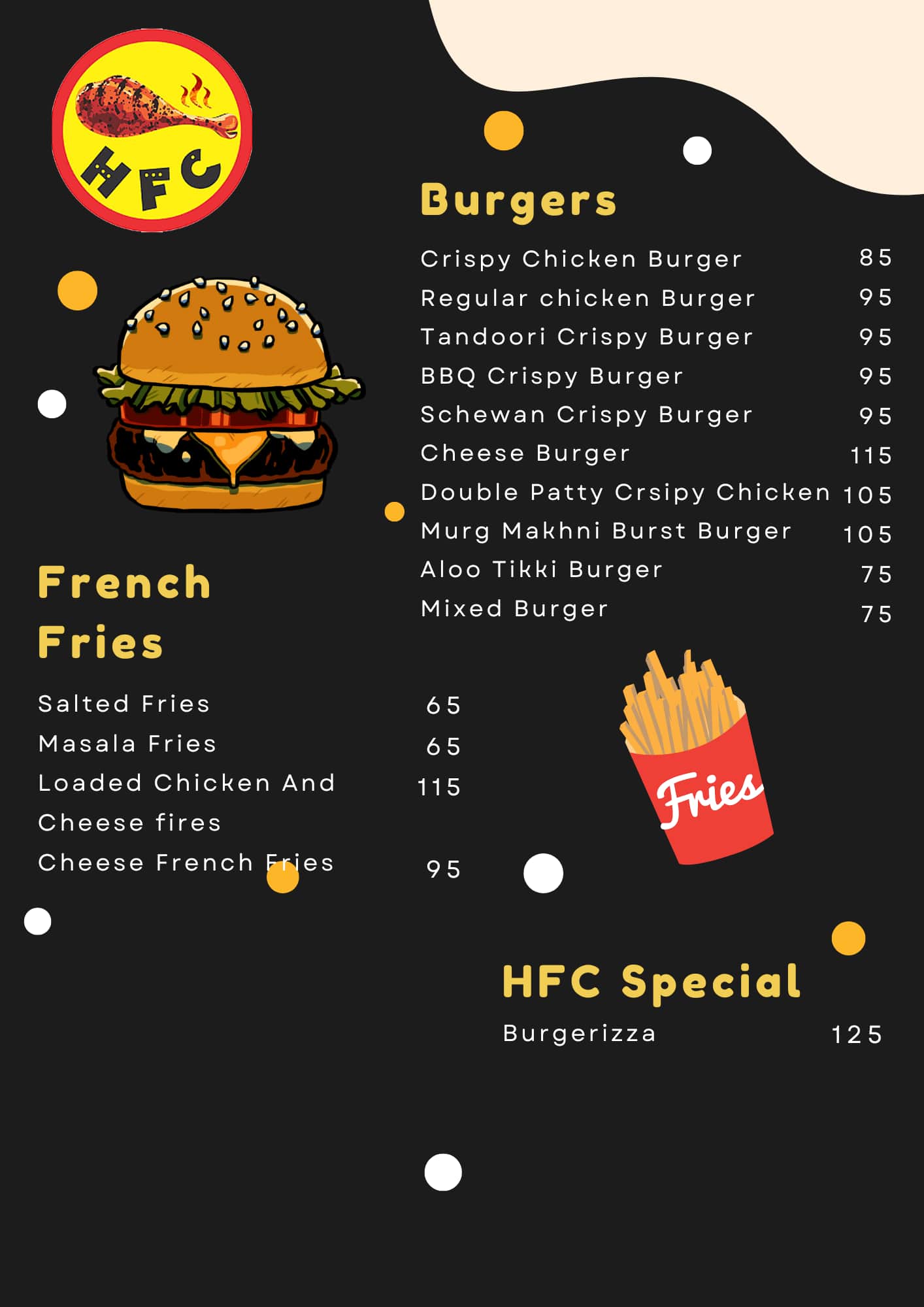 Menu at HFC, Jamshedpur