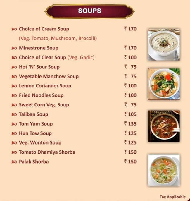 Menu of Dwarka Palace, Sathamangalam, Madurai