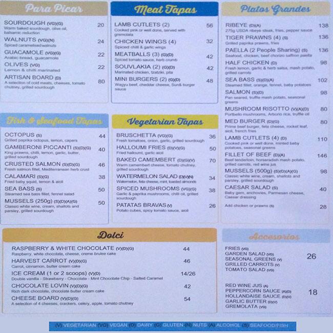 Menu at Sun& restaurant, Dubai