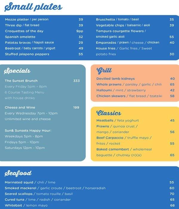 Sun& Menu, Menu for Sun&, Palm Jumeirah, Dubai - Zomato