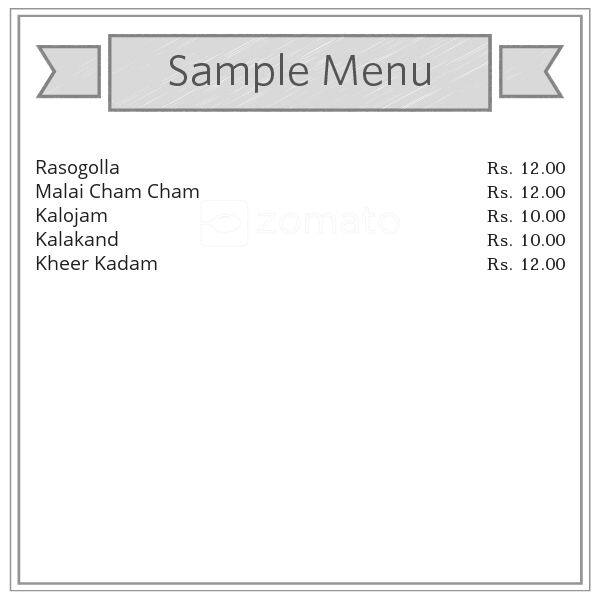 Menu of Ghosh Sweets, Kestopur, Kolkata