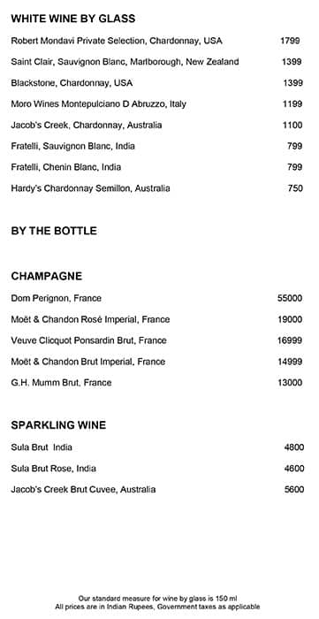 Menu at The Long Bar - Hyatt Regency, Gurugram