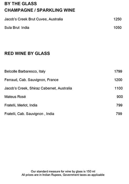 Menu at The Long Bar - Hyatt Regency, Gurugram