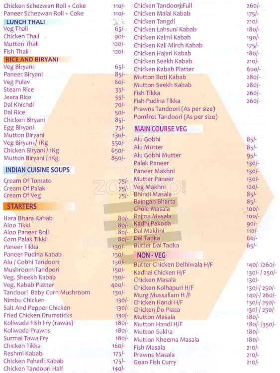 Menu at Bee Hive, Navi Mumbai, 5