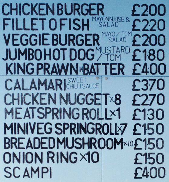 Menu at Ocean Fish Bar, London, 33 Queenstown Rd