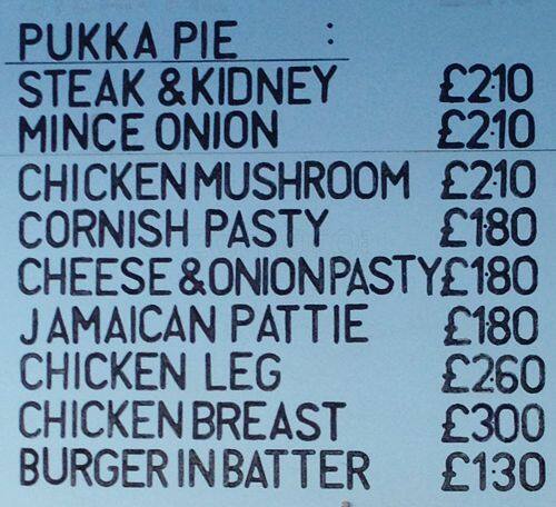 Menu at Ocean Fish Bar, London, 33 Queenstown Rd