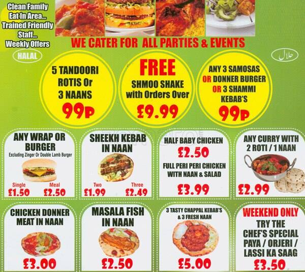 Menu at Flavours fast food, Birmingham, 294 Green Lane Small Heath