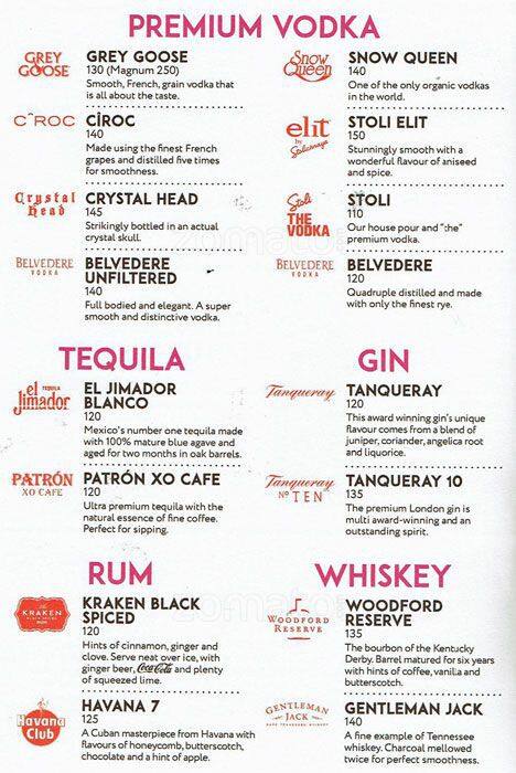 Menu at Revolution Edinburgh pub & bar, Edinburgh, 30A Chambers St